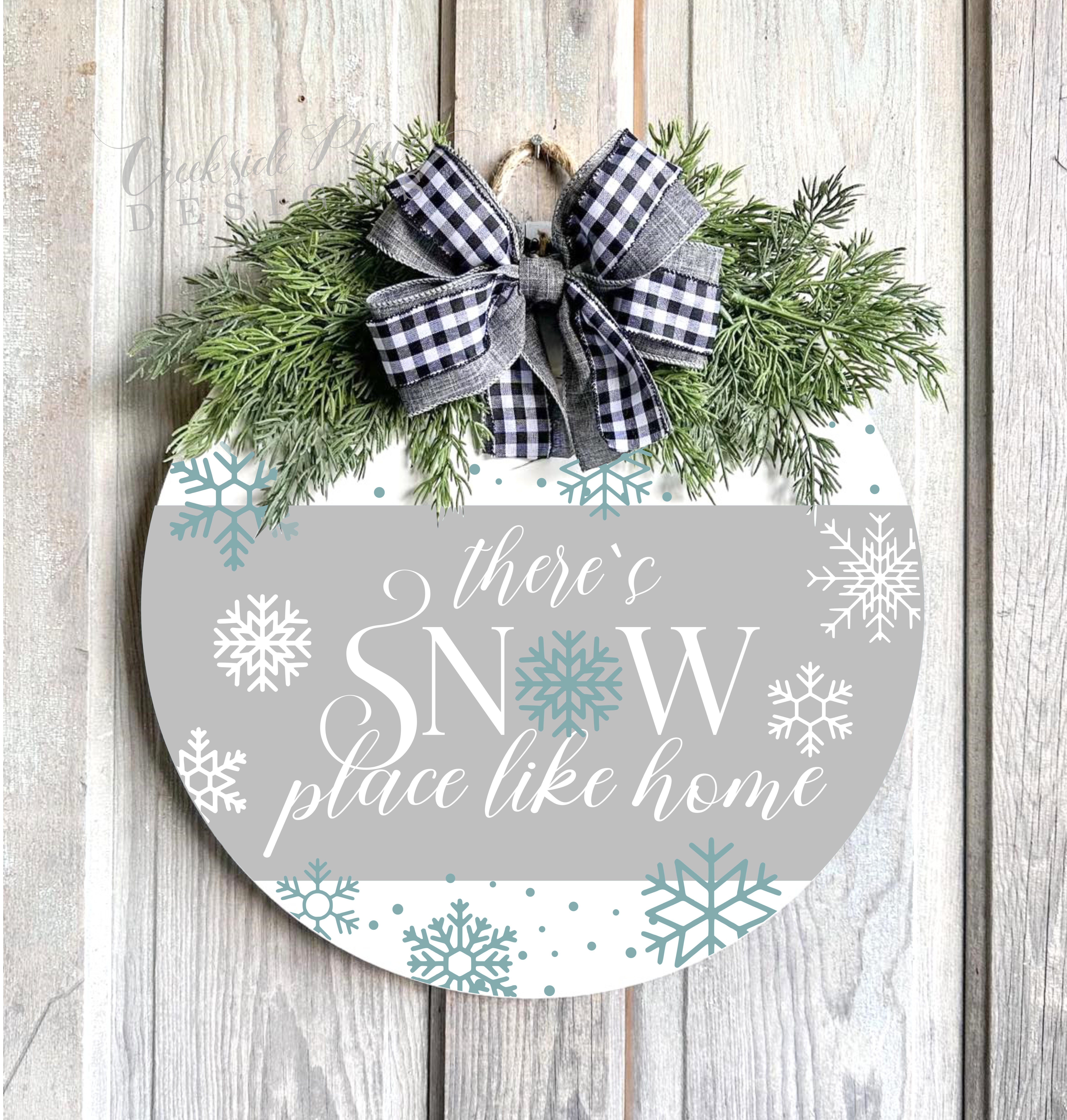 Merry Christmas Snowflake Door Hanger Sign | Creekside Place Designs